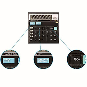 ULTECHNOVO Kids Calculator Office Accounting Digital Desktop Calculator - Black Financial Calculator Battery Computadora para Niños