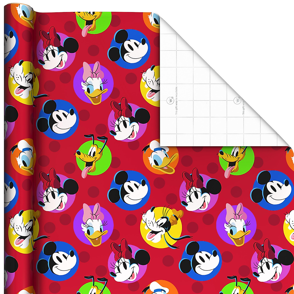 Hallmark Disney Wrapping Paper Rolls for Kids Birthdays, Christmas, Any Occasion (Set of 3 Rolls: 60 sq. ft. ttl.) Mickey Mouse, Minnie Mouse, Pluto, Donald Duck, Daisy Duck