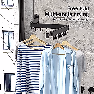 ZdwCyl Clothes Drying Rack,Laundry Drying Rack Wall Mount, Space Saver Clothes Rack,Retractable,Collapsible(Tri-Fold), for Balcony,Laundry,Bathroom, Dark Grey Color,3z-g02