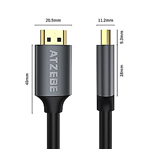 ATZEBE HDMI 2.1 Cable, 8K HDMI Cable 3ft, Support High Speed 48Gbps, 8K@60Hz 7680P, Dynamic HDR, 4:4:4, eARC, Ethernet, HDCP 2.3 Compatible with UHD TV, Blu-ray, PS4/3, Xbox One