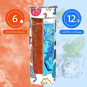 Xinvast Cat Gifts for Women 20oz Tumbler, Stainless Steel Vacuum Insulated Coffee Mug Water Bottle for Travel, Home, Office - Cat Lovers