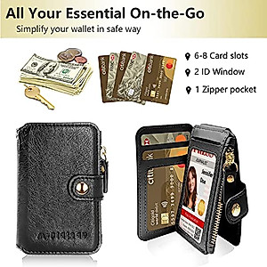 M-Plateau Small Wallet for Women Large Capacity with ID Window, Phone Wallet with 3M Adhesive Card Holder for Phone Case (Compatible with Most Smartphones) (Black)