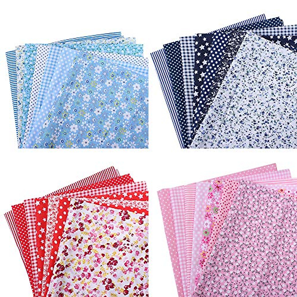 Gaweb 7Pcs 25x25cm Floral Patchwork Cotton Fabric Plain Cloth for DIY Sewing Quilting for Patchwork, Sewing Tissue to Patchwork,Squares Bundles Red