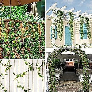 24 Strands Artificial Ivy Fake Ivy Vine Ivy Garland Leaves Garland Hanging Plant with 100 Pack of Cable Ties for Weeding Party Garden Home Wall Decoration