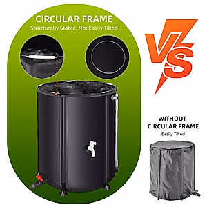 Rain Barrel Water Collection System 53 Gallon - Collapsible Portable Water Storage Tank,Rainwater Collect System Downspout, Water Catcher Container with Filter Two Spigots and Overflow Kit