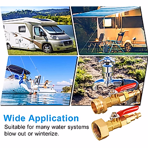 Gute 2 Pack Winterize RV Blowout Adapter, 1/4 Inch Male Quick Connect Faucet Adapter and 3/4 Inch GHT Hose Thread, RV Water Line Blowout Adapter for Trailer Internal, Boat, Camper, Air Compressor
