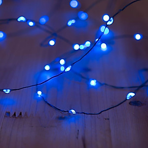 Solar Powered String Lights, 100 LED Copper Wire Lights, Waterproof Starry String Lights, Indoor/Outdoor Solar Decoration Lights For Gardens, Patios, Homes, Parties: 20 ft, Blue