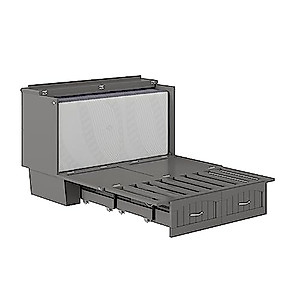 AFI, Nantucket Murphy Bed Chest with 6 inch Memory Foam Folding Matttress, Built-in Charging Station and Storage Drawer, Full, Grey