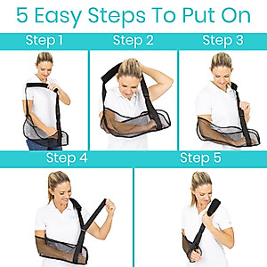 Vive Arm Sling for Shoulder Injury & Surgery Recovery - Waterproof Mesh Shower Sling Immobilizer for Rotator Cuff Support - Right Left Arm for Men & Women - Stabilize Elbow, Wrist, Thumb, Dislocation