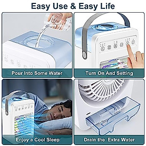 2023 Newest Upgraded Mini Air Conditioner,Air Conditioners Portable for Room,Oscillating Portable Small Ac with Timer,4 Speeds 2 Cool Mist,Small Air Conditioner for Room Kitchen Office Bedroom…