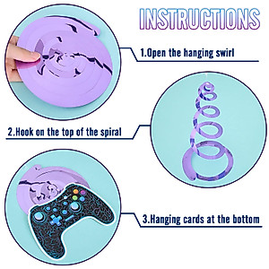 WERNNSAI Video Game Hanging Swirls - 21 PCS Video Game Party Decorations for Kids Boys Gamer Birthday Party Ceiling Window Door Decors Hanging Whirls Streamers for Gaming Night Party Supplies