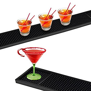 BARsics Rubber Bar Service Mat for Counter Top 24" x 3.5" (Black 3-Pack)