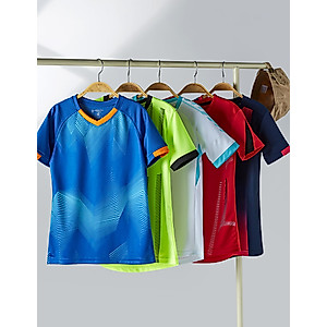 5 Pack Boys Athletic Shirts, Youth Activewear Dry Fit Tshirts for Kids, Short Sleeve Tees, Bulk Athletic Performance Clothing (Set 4, Medium)