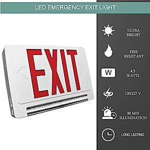 Ciata 2 Pack Ultra Bright Energy-efficient Lighted Exit Signs with Battery Backup, Indoor Led Emergency Exit Sign, Battery Powered Exit Sign, Exit Signs for Business, Led Adjustable Light Pipe Combo