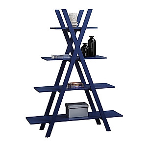 Convenience Concepts Oxford A Frame Bookshelf, 45.75" L x 13" W x 59" H, Cobalt Blue