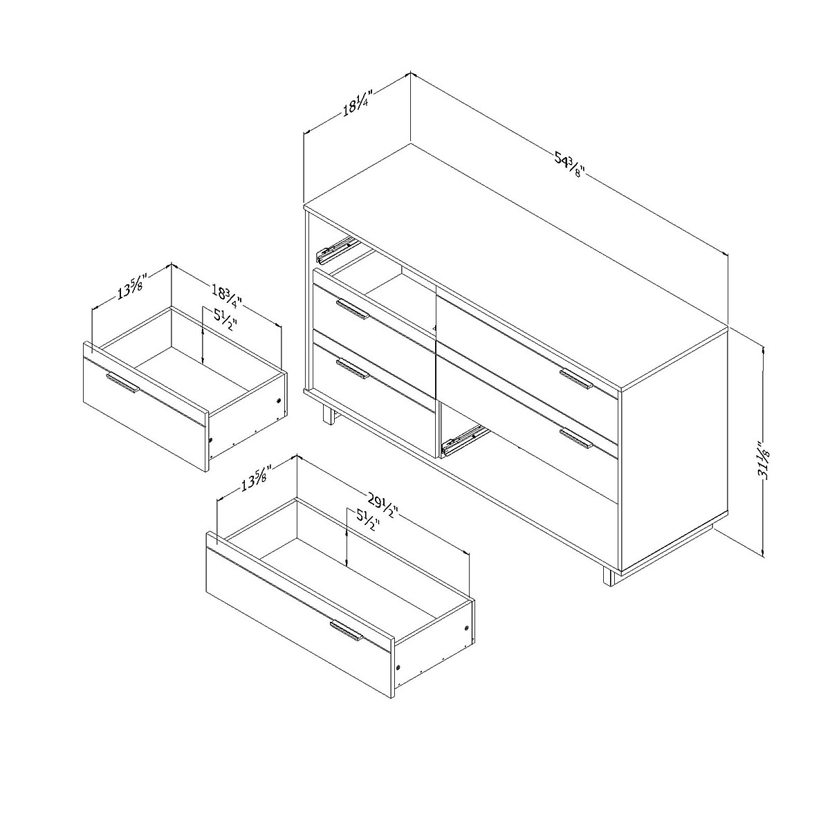 South Shore Fynn 6-Drawer Double Dresser, 0, Gray Oak