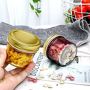 Encheng Glass Jars With Golden Lids 4oz,Small Glass Spice Jars For Herb,Jelly,Jams,Colorful Regular Mouth Manson Jars For Candle Holder,DIY Crafts,40 Pack