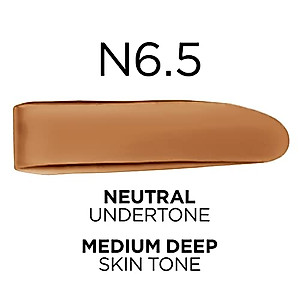 L'Oreal Paris True Match Super-Blendable Foundation, Medium Coverage Liquid Foundation Makeup, N6.5, Medium Deep, 1 Fl Oz