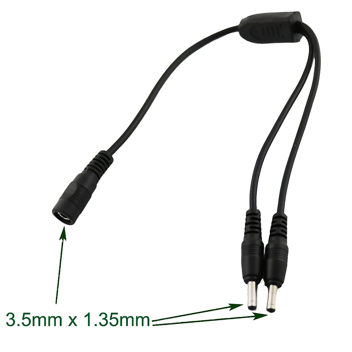UpperFu 2pcs 1 to 2 Way DC Power Splitter Cable 3.5mm x 1.35mm 1 Female to 2 Male Adapter Cord for CCTV Cameras LED Light Strip and More