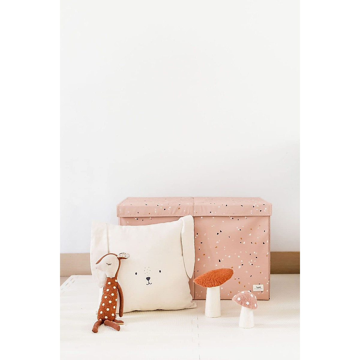 3 Sprouts Recycled Fabric Toy Chest Storage Box - Extra Large Toy Storage Box, Sturdy Toy Bins - Kids Organizer for Bedroom - Toybox Basket with Lid for Kids, Toddlers, Boys, Girls - Terrazzo Clay