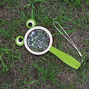 Children Handheld Magnifying Glass for Student Kids Exploring Nature, Scientific Experiment Insect Animal Plant Leaves Observation Reading (Frog Style 1Pcs)