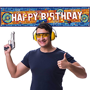Dart Battle Party Banner Happy Birthday Party Banner Supplies Dart Party Favors Dart Party Decorations