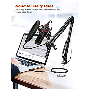FIFINE USB Microphone Set with Flexible Boom Arm Stand Pop Filter, Plug and Play with PC Desktop Laptop Computer, Streaming Podcast Instrument Mic Kit for Home Studio (T732)