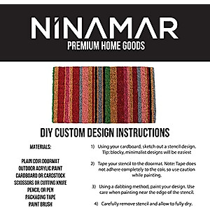 NINAMAR Blank Coir Door Mat - Plain Doormat for Custom, Personalized DIY Craft Designs – 28 x 17 inch