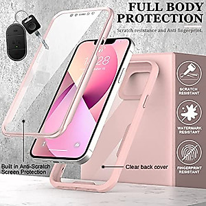FUNMIKO iPhone 13 Pro Max Case with Screen Protector,Mili-Grade Heavy Duty Protection Pass 21ft. Drop Tested Slim-fit Clear Cover Protective Phone Case for Apple iPhone 13 Pro Max 6.7" Light Pink