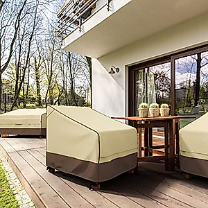 MR.COVER Outdoor Chair Covers Waterproof, 32-Inch Patio Furniture Covers for Lounge Deep Seat, Large Air Vents, UV-Resistant & Heavy Duty Material, Brown & Khaki, 2-Pack