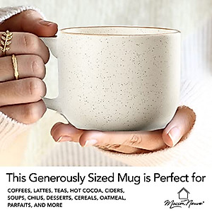 Maison Neuve Riverside Collection 4-Piece Mug Set - Hand Crafted Ceramic Stoneware Mug Set, Modern Dining Mugs - Large & Multipurpose Shape Mugs, Microwave & Dishwasher Safe - Oxford White, 16 Oz.