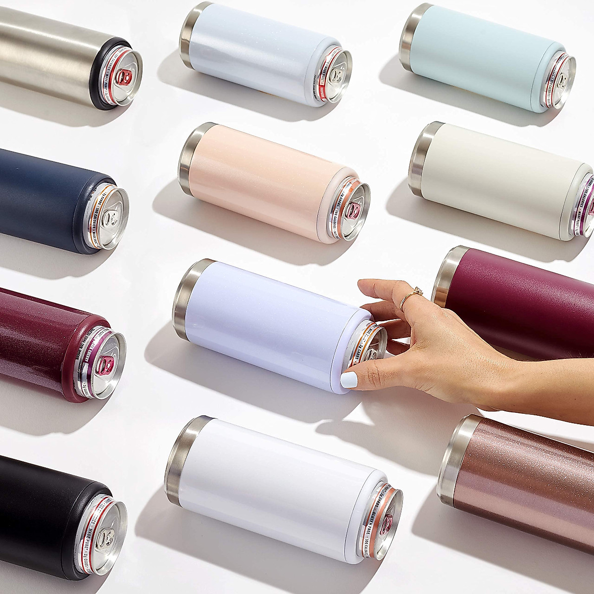 Maars Skinny Can Cooler for Slim Beer & Hard Seltzer | Stainless Steel 12oz Sleeve, Double Wall Vacuum Insulated Drink Holder - Silver