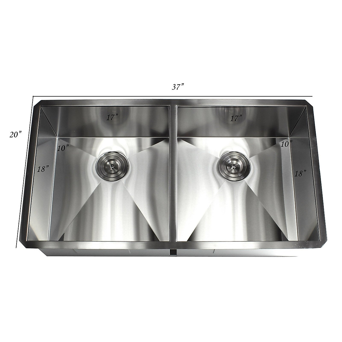 37 Inch Zero Radius Design 16 Gauge Undermount Double 5050 Bowl Stainless Steel Kitchen Sink Premium Package