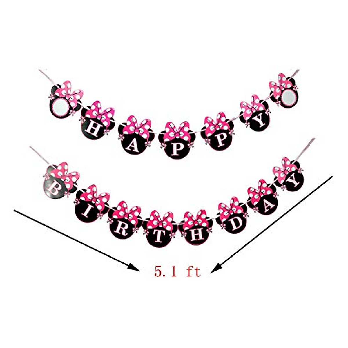 NEWTGAN Minnie Happy Birthday Banner, Mini Mouse Style Party Decorations, Party Supplies, Baby Shower Decor for Girls (style1)