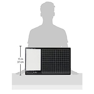 Tim Holtz Glass Cutting Mat - Left Handed Work Surface with 12x14 Measuring Grid and Palette for Paint, Ink, and Mixed Media - Art and Craft Supplies