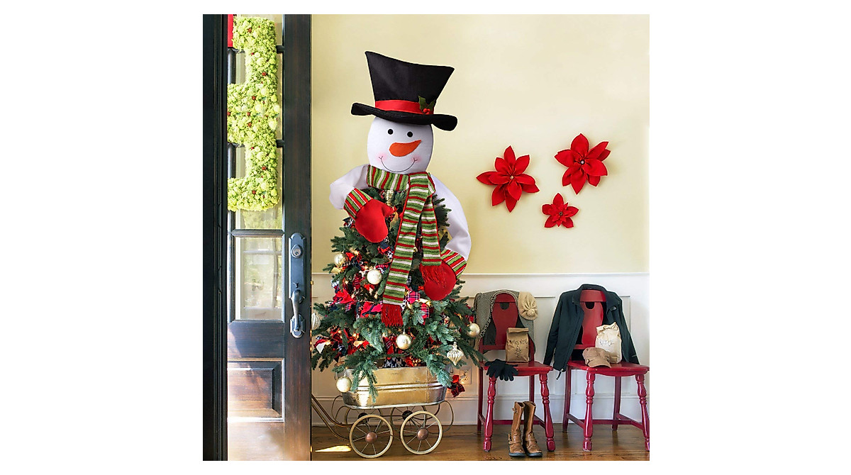 Snowman Tree Topper with Lights - Festive Holiday Decor