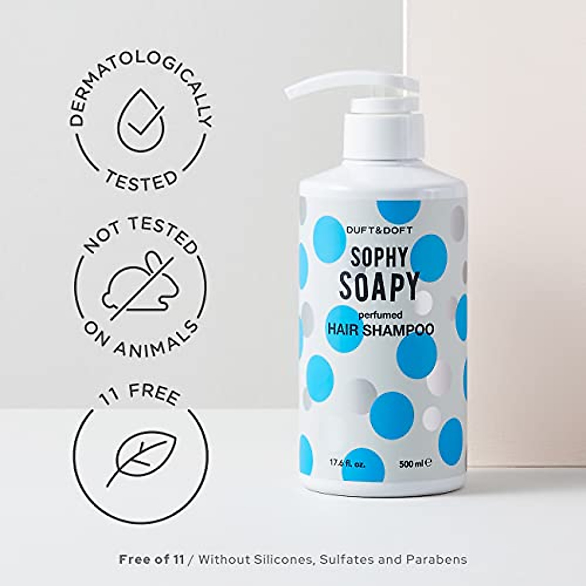 DUFT & DOFT Soapy Soapy Perfumed Hair Shampoo 500ml (16.9 fl.oz.) - Refreshing Clean Soapy Scent, Hypoallergenic pH-Balanced Scalp Care Soft Foaming Silicone-Free Shampoo, Refreshing Fragrance