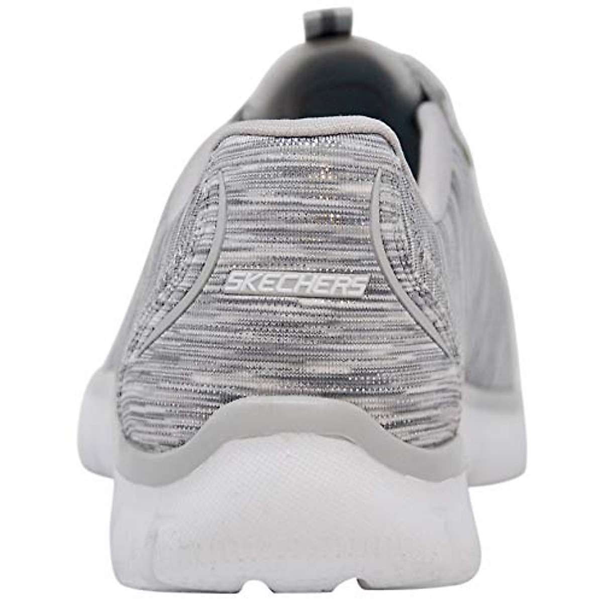 Skechers Women's Empire Game On Fashion Sneaker, Silver/White, 8.5 W US