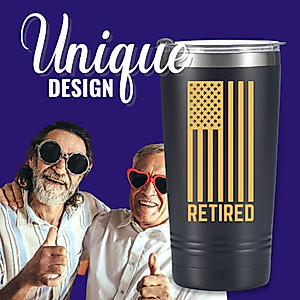 Retirement Gifts for Police/Cops, Unique Gifts for Retired Public Officers, Firefighter, Army, Air-Force, 20oz Stainless Steel Travel Tumbler with Lid, Gift Box Included, American Flag
