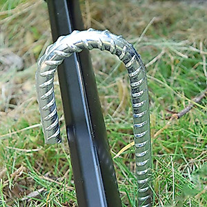 AAGUT 8 Pack Galvanized Rebar Tent Stakes J Hook 12 Inch, Chain Link Fence Stakes Canopy Yard Landscape Garden Staples, Heavy Duty Metal Steel Ground Anchors