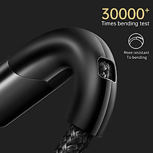 Anti Bending Cable, Mcdodo 2 LED Switching Cord Nylon Braided Sync Charge USB Data 6FT/1.8M Cable Compatible New Phone List Below (6FT/1.8M, Black)