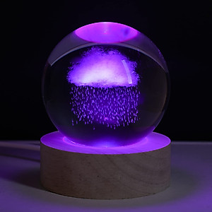 JANARARY 3D Galaxy Crystal Ball Night Light for Kids with Colorful LED Light Base, Color Changing Light with Remote as a Birthday Gift for Teens Boys and Girls, Rainy Cloud Model