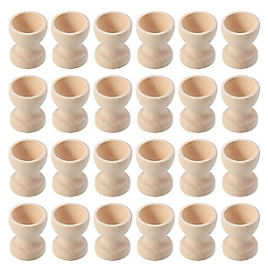 Toddmomy 24Pcs Wooden Egg Cups Easter Egg Cup Wood Egg Stands Easter Egg Holders Stands for DIY Crafts Easter Party Supplies