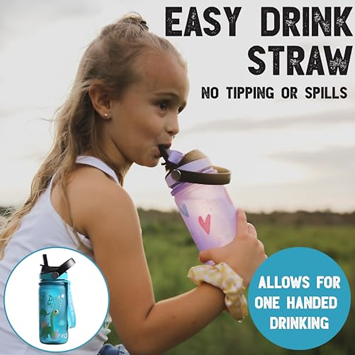 Live Infinitely 20oz Kids Water Bottle with Easy Sip Straw - Water Bottle is Dishwasher Safe & BPA Free Kids Water Bottle
