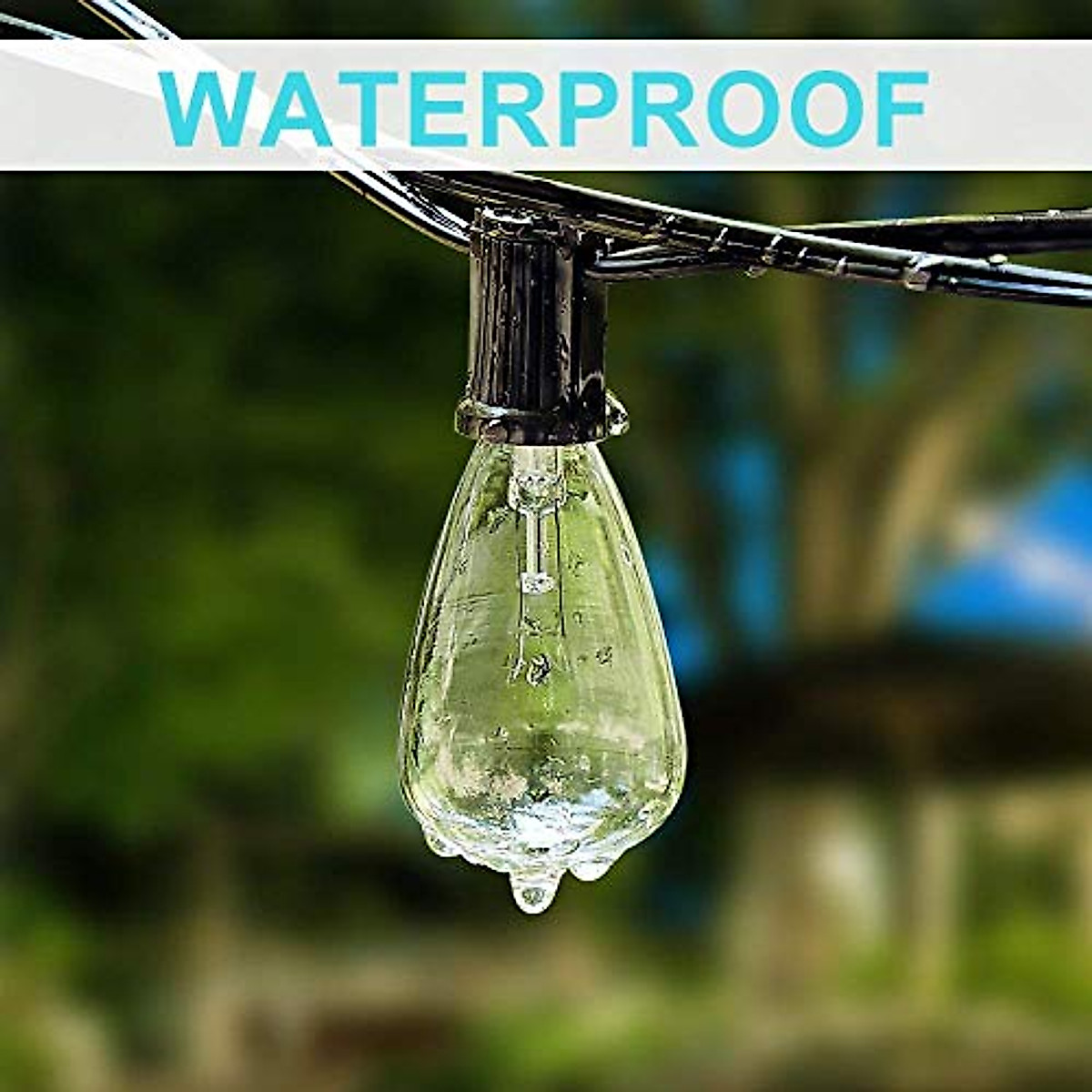 Couah Outdoor Patio String Lights,10Ft Edison Bulb String Lights for Patio Garden Porch Backyard Party Deck Yard(Plus 1 Extra Bulbs)-Black