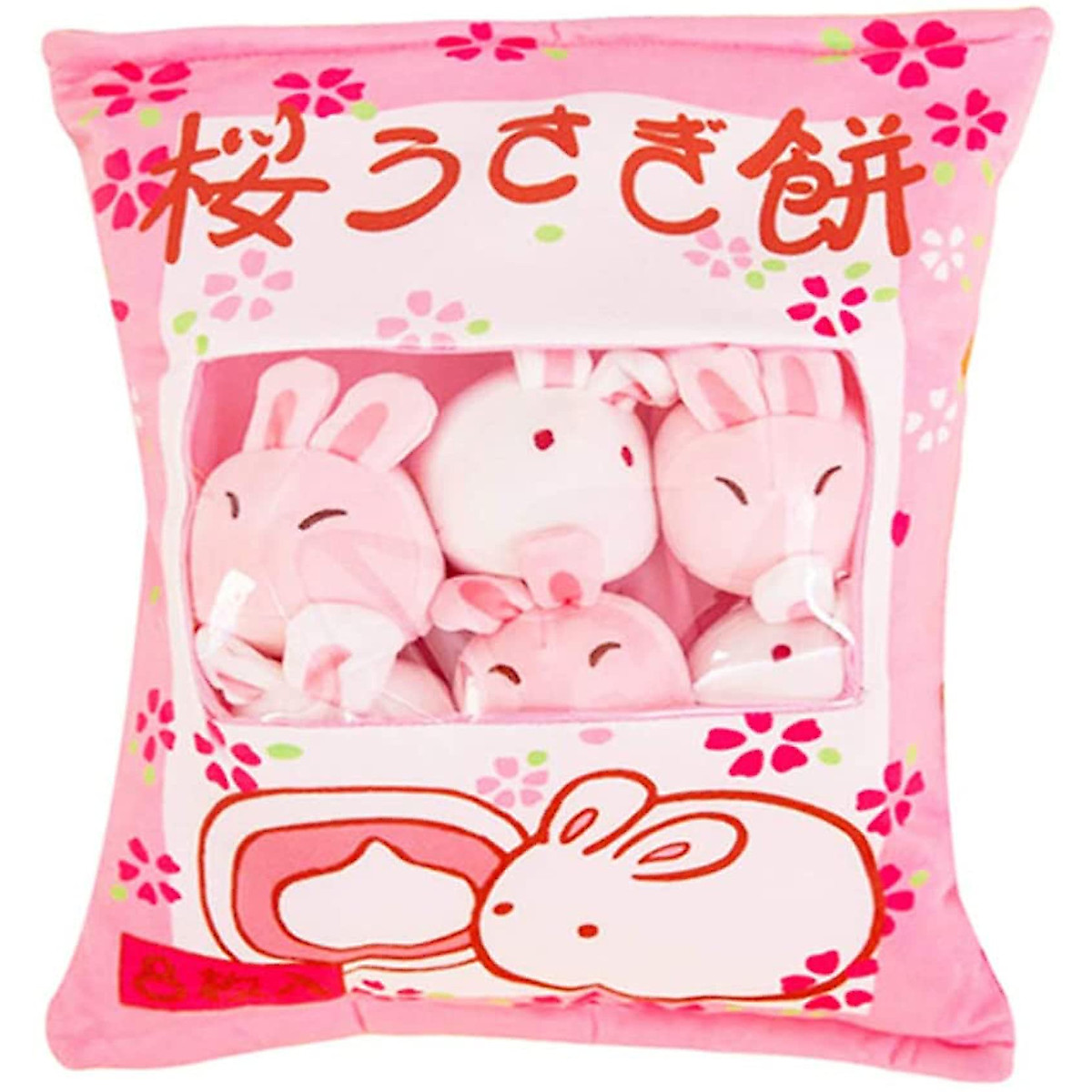 SHDZKJ Cute Bag of Cherry Blossom Bunnies Plush Toy Soft Throw Pillow Stuffed Animal Toys Creative Gifts Room Decor…