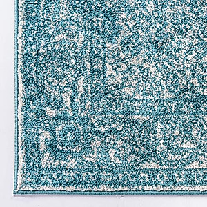 Unique Loom Bromley Collection Vintage, Medallion, Country, Traditional, Border Area Rug, 8 ft x 10 ft, Turquoise/Ivory