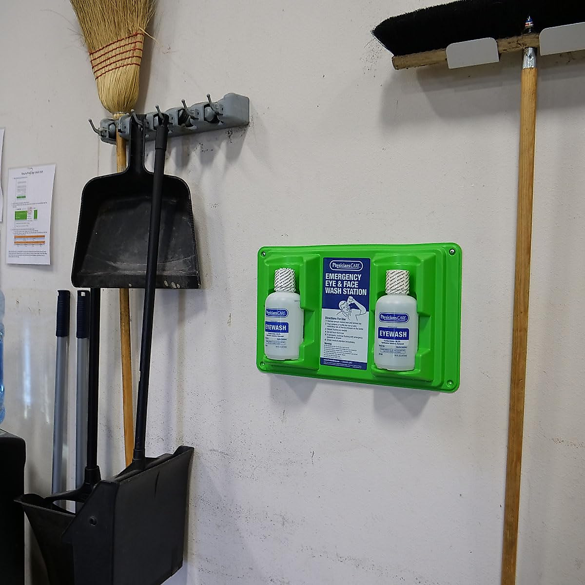 PhysiciansCare Wall-Mountable Eyewash Station with 2 Bottles of Eye Wash Solution, 32 oz Each
