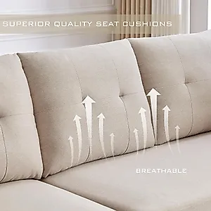 Tornama 111" Sectional Couches for Living Room, Modern Polyester Fiber U-Shaped Sofa Couch with Double Chaise, 4 Seat Sofa Set for Apartment, Beige