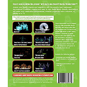 Reaper Brothers Halloween Hollusion Digital Decoration Kit Includes 8 AtmosFX Video Effects for Halloween Plus HD Super Bright Projector and 5.5' x 9' Holographic Projection Screen